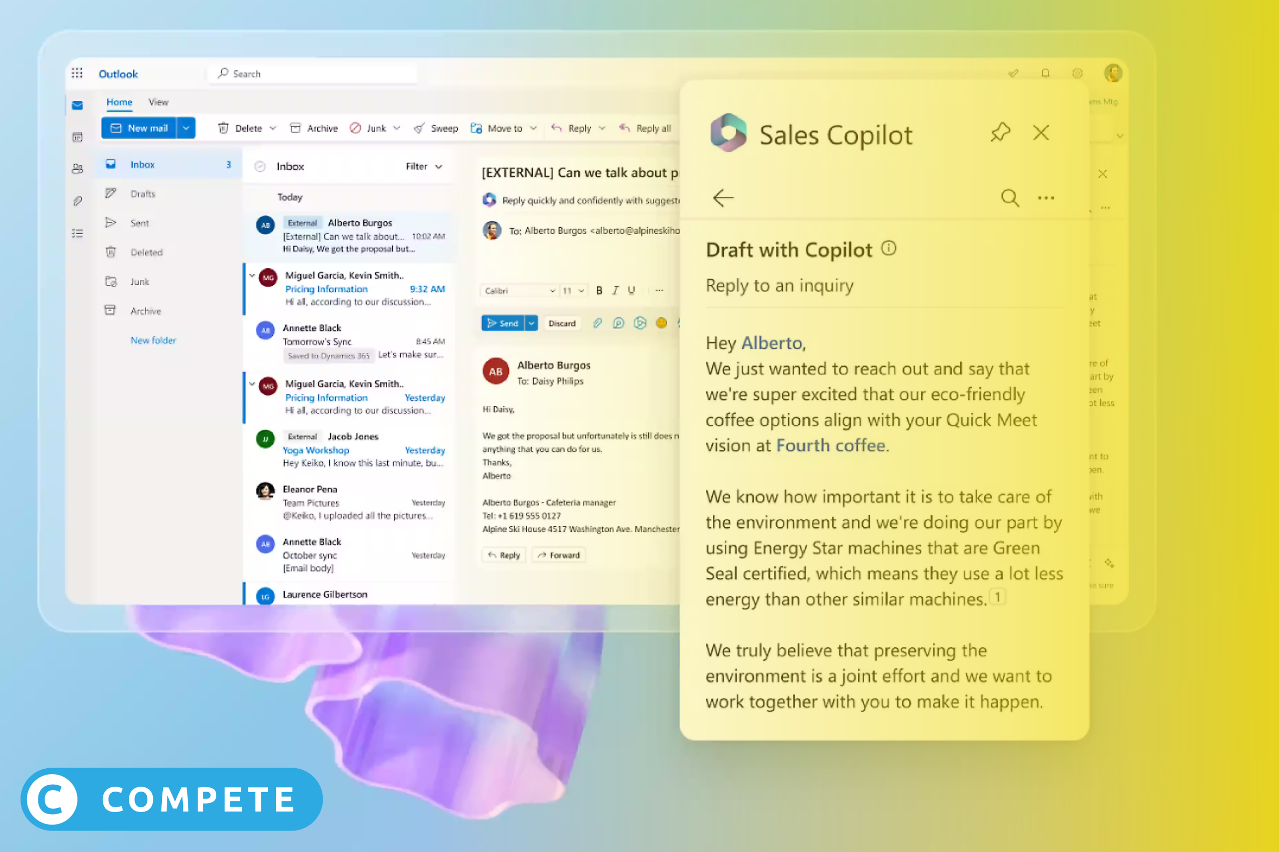 De opties van Microsoft Copilot voor Outlook - Compete